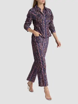 Cinq À Sept Betsy Paisley Velveteen Flared Pants