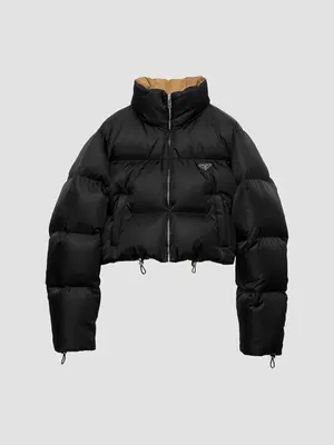 Prada Cropped Nylon Down Jacket - Black