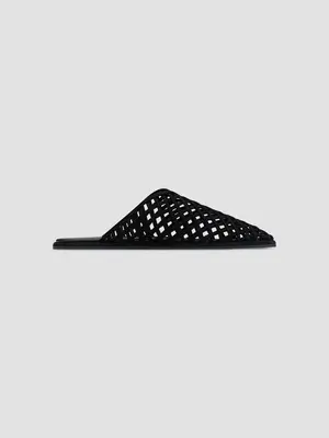 NEOUS Atik Woven Leather Flat Mules - Black