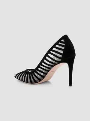 L'Agence Lenox 90mm Suede-mesh Pumps - Black Suede