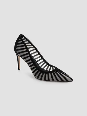 L'Agence Lenox 90mm Suede-mesh Pumps - Black Suede