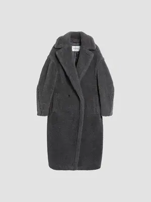 Max Mara Teddy Bear Icon Coat In Alpaca And Wool Medium Grey