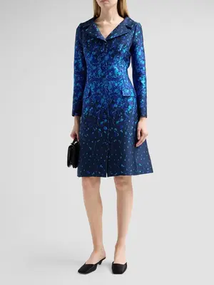 Rickie Freeman For Teri Jon Abstract Print Mikado Knee-length Coat Dress