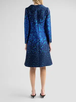 Rickie Freeman For Teri Jon Abstract Print Mikado Knee-length Coat Dress
