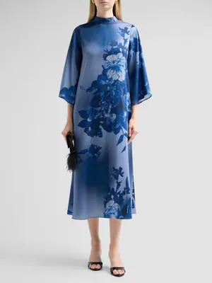 Rickie Freeman For Teri Jon Floral Twill Midi Dress