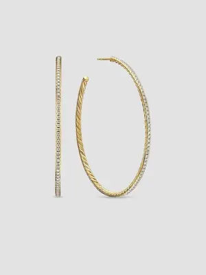 David Yurman Pavé Hoop Earrings In 18k Yellow Gold With Diamonds, 63.5mm - Diamond