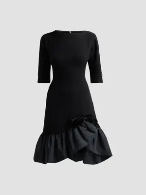Rickie Freeman For Teri Jon Crêpe Taffeta Bubble-hem Cocktail Dress - Black