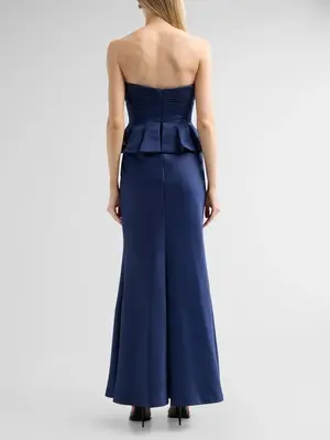 Theia Sydney Strapless Peplum Gown