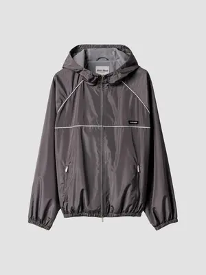 Miu Miu Technical Silk Zipper Blouson Jacket - Grey