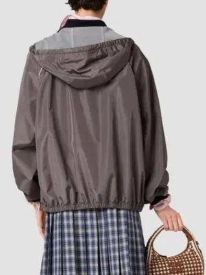 Miu Miu Technical Silk Zipper Blouson Jacket - Grey