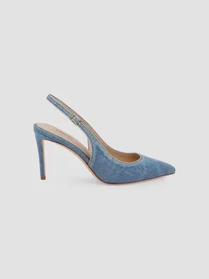 L'Agence Vichy 90mm Denim Slingback Pumps