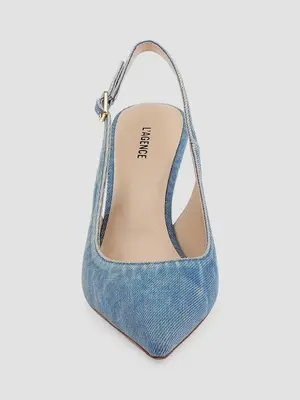 L'Agence Vichy 90mm Denim Slingback Pumps