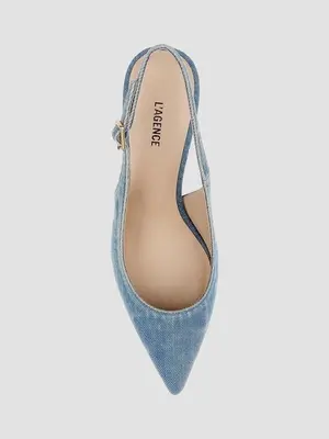 L'Agence Vichy 90mm Denim Slingback Pumps