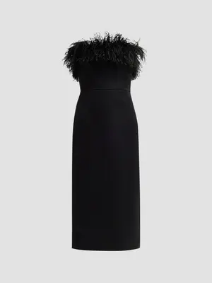 Theia Ginger Feather-trimmed Sheath Dress