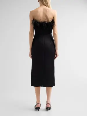 Theia Ginger Feather-trimmed Sheath Dress