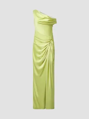 ET OCHS Camilla Satin One-shoulder Gown - Celery