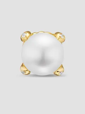 David Yurman Classics Stud Earrings In 18k Yellow Gold And Diamonds, 6.5mm