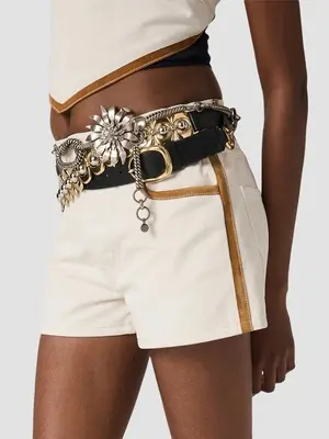 Miu Miu Denim And Leather Shorts