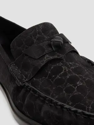ALEXANDRE BIRMAN Soft Croc-embossed Suede Loafers