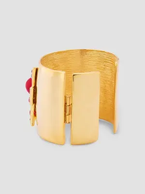 KENNETH JAY LANE 22k-gold-plated & Glass Crystal Wide Cuff
