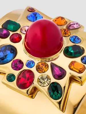 KENNETH JAY LANE 22k-gold-plated & Glass Crystal Wide Cuff
