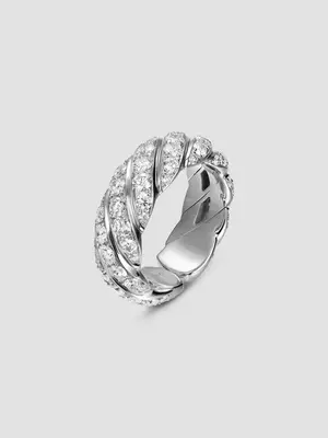David Yurman Sculpted Cable Flex Band Ring In 18k White Gold - Diamond