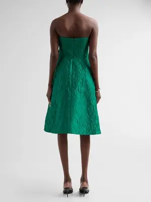 Rickie Freeman For Teri Jon Jacqaurd Strapless Cocktail Dress