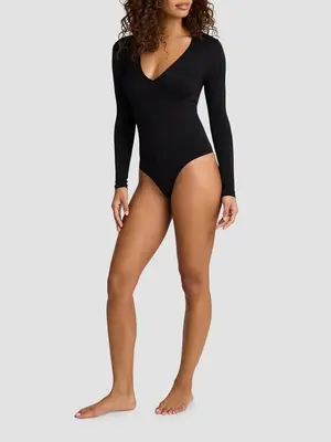 Commando Prima Ballet Deep V Bodysuit - Black