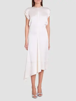 Victoria Beckham Satin Twist Shoulder Midi-dress