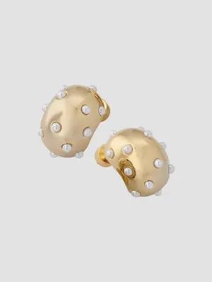 KENNETH JAY LANE 14k--plated & Imitation Pearl Hoop Earrings
