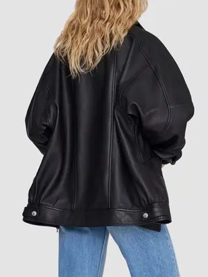 ANINE BING Sandy Leather Jacket - Black