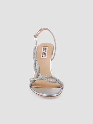Badgley Mischka Yulissa 80mm Embellished Leather Slingback Sandals