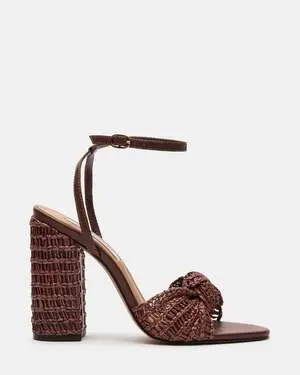 Steve Madden Cheyla Woven Block Heels - Brown Raffia