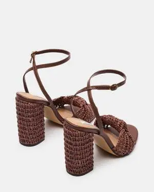 Steve Madden Cheyla Woven Block Heels - Brown Raffia