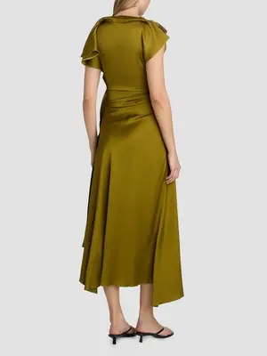 Victoria Beckham Drape Bias-cut Midi-dress - Moss