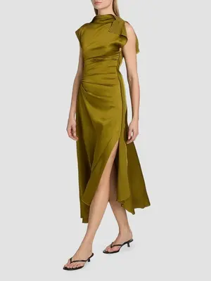 Victoria Beckham Drape Bias-cut Midi-dress - Moss