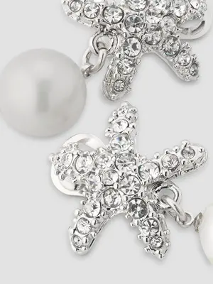KENNETH JAY LANE Silvertone, Glass Crystal & Imitation Clip-on Drop Earrings