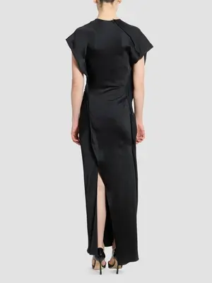 Victoria Beckham Satin Asymmetric Maxi Dress