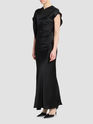 Victoria Beckham Satin Asymmetric Maxi Dress