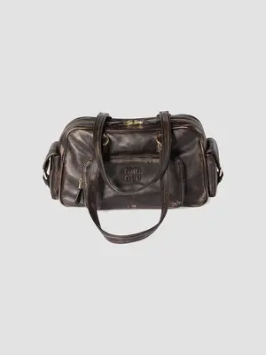 Miu Miu Pocket Nappa Leather Shoulder Bag - Brown