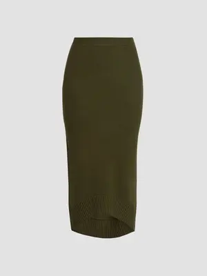 Victoria Beckham Wool-blend Ribbed High-low Midi Skirt