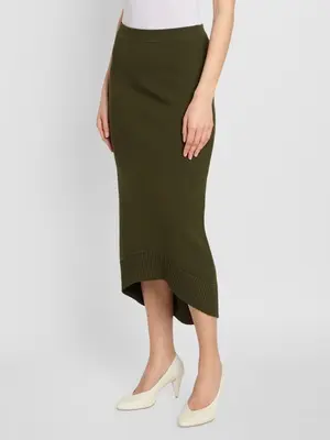 Victoria Beckham Wool-blend Ribbed High-low Midi Skirt