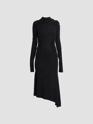 Victoria Beckham Gathered Long-sleeve Midi Dress