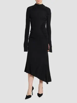 Victoria Beckham Gathered Long-sleeve Midi Dress