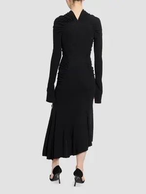 Victoria Beckham Gathered Long-sleeve Midi Dress