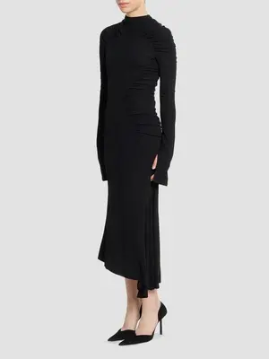 Victoria Beckham Gathered Long-sleeve Midi Dress