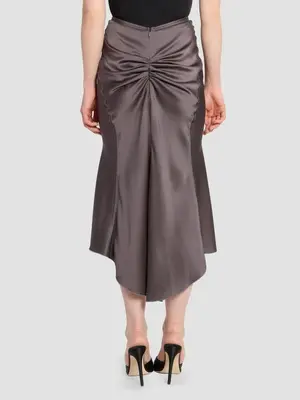 Victoria Beckham Gathered Satin Midi-skirt