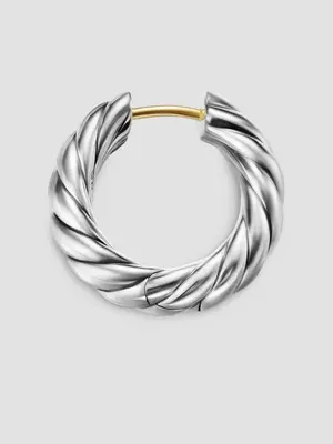 David Yurman Sculpted Cable Hoop Earrings In Sterling 18.6mm - Silver