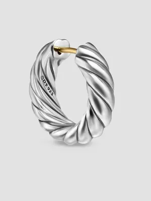 David Yurman Sculpted Cable Hoop Earrings In Sterling 18.6mm