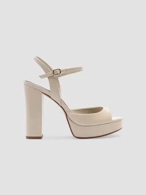 ALEXANDRE BIRMAN Amy 120mm Leather Platform Sandals - Eggshell